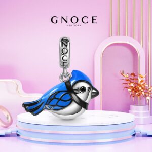 GNOCE Animal Pendant Charms 925 Sterling Silver Dangle Bead for Charm Bracelet/Necklace Jewelry Gift For Women Wife (Blue Jay)