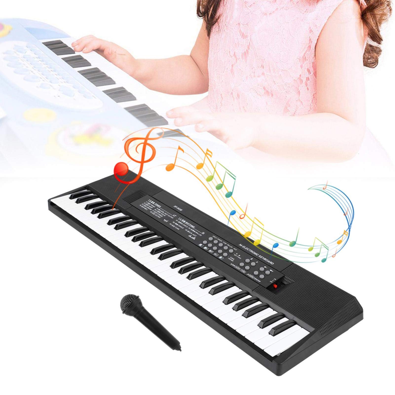 Portable Electronic Organ, Elegant Electronic Keyboard, Mini Electronic Keyboard, 54‑Key Electronic Organ, School for Chidren Home Adult