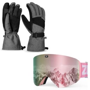 zionor x11 ski goggles magnetic cylindrical snowboard snow goggles for men women and ski gloves