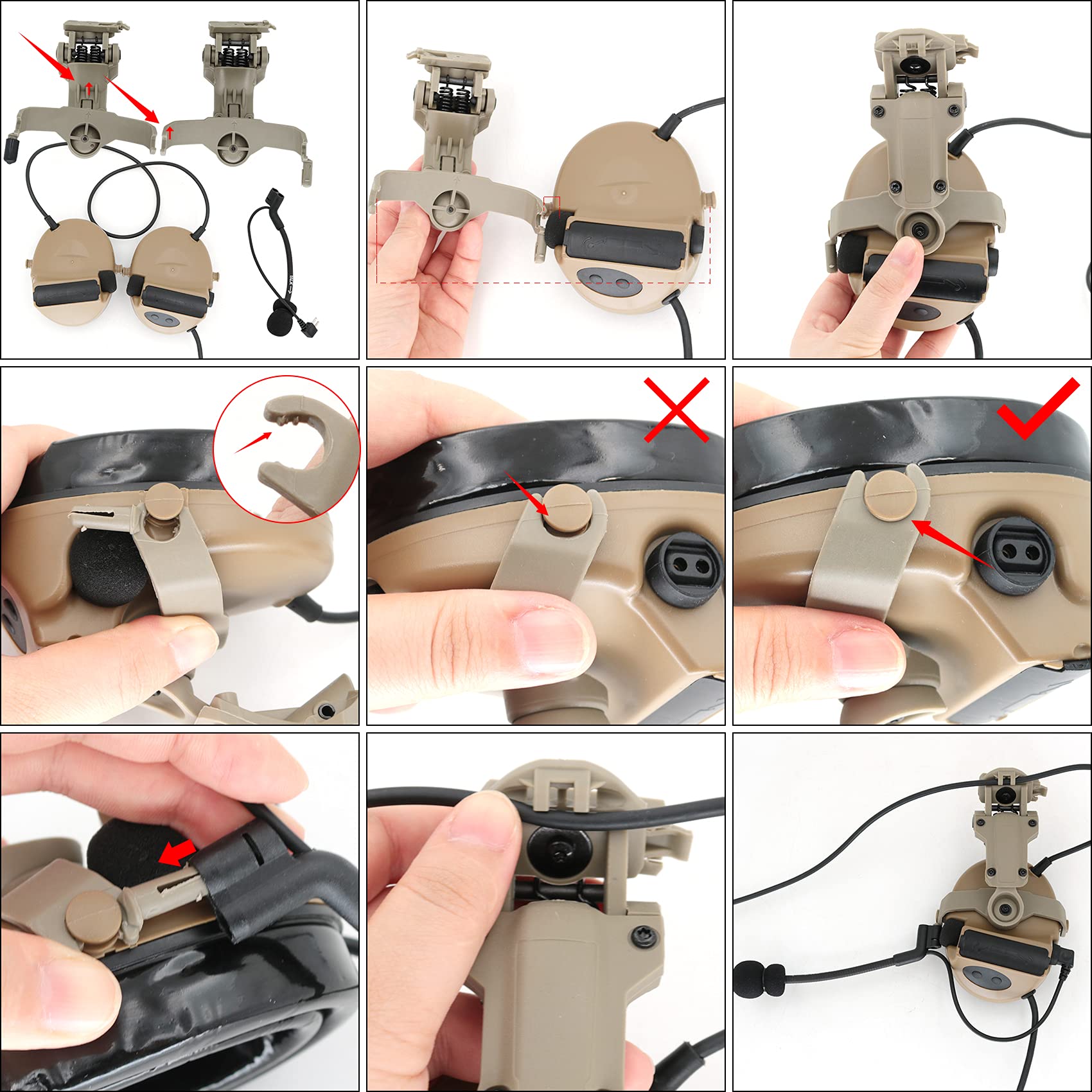 Hearangel ARC Rail Adapter Accessories for Comta ii Comta iii Tactical Headsets Upgade Version for ARC Rail Mounting