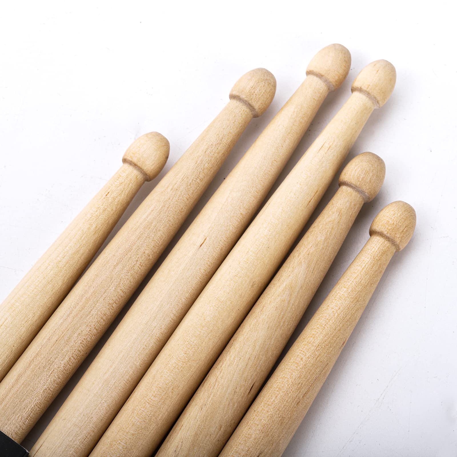 Suwimut 12 Pairs Drum Sticks with Non-Slip Rubber Handle, Classic 5A Maple Wood Tip Drumsticks for Kids, Adults and Beginners, Professional Musical Instrument Percussion Accessories, 6 Colors