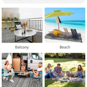 MontVoo-Outdoor Rug Carpet Waterproof 6x9 ft Reversible Patio Rug RV Camping Rug-Plastic Straw Rug Outside Indoor Outdoor Area Rug for Patio Deck Balcony Picnic Beach Outdoor Decor Boho Grey