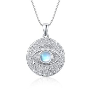 tughra evil eye necklace s925 sterling silver moonstone evil eye pendant necklaces protection jewelry amulet gift for women men birthday anniversary