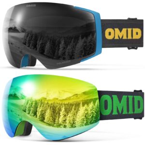 omid ski goggles, v1 polarized magnetic lens anti-fog snow goggles for men women