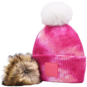 C.C Women’s Multicolor Two Pom Included Beanie Cuffed Winter Knit Watch Hat Skull Cap