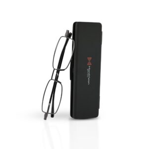 microvision optical flat folding reading glasses with compact case for women and men, slim, foldable frame eyeglasses