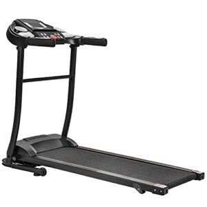 startogoo folding electric treadmill for home, folding jogging running machine portable treadmills w/ 3-level auto incline, 5" large led display, speakers, mp3 & audio auxiliary port, 12 speeds,black