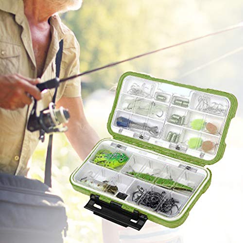 Qqmora Fishing Tackle Box, Damping Fishing Tackle Organizer Strong and Sturdy High Capacity for Fishing Supplies for Outdoor Accessories(Green)