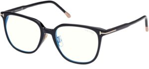 eyeglasses tom ford ft 5778 -d-b asian fit 001 shiny black,"t" logo/blue bloc