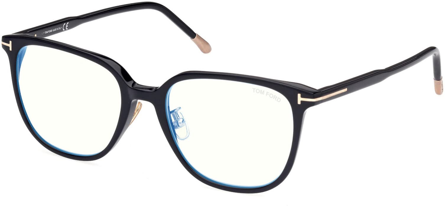 Eyeglasses Tom Ford FT 5778 -D-B Asian fit 001 Shiny Black,"t" Logo/Blue Bloc