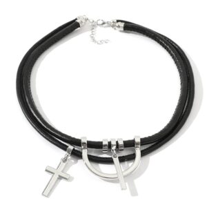 K Anime Tokyo Mitani Cosplay Necklace - Black Layered Leather Chain Creative Decor Comic Choker for Men Boys Acessories, Jewelry Gifts for Manga Fans