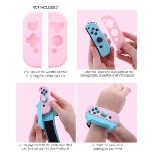 NANANINO Dance Switch Wristband, Wrist Bands for Dance Switch 2023 2022 2021 2020 2019, Adjustable Elastic Straps for Joy-Cons Controller - PinkBlue (2 Packs)