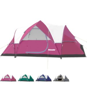 mansader 6 person family camping tent,waterproof windproof with top rainfly,easy set up,pop up tent for outdoor camping hiking travel (wine red)