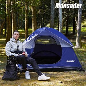 Mansader 2-3 Person Camping Tent for Outdoor Camping Family Beach Hiking Travel (Blue, 2-3 Person)