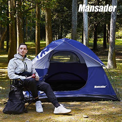 Mansader 2-3 Person Camping Tent for Outdoor Camping Family Beach Hiking Travel (Blue, 2-3 Person)