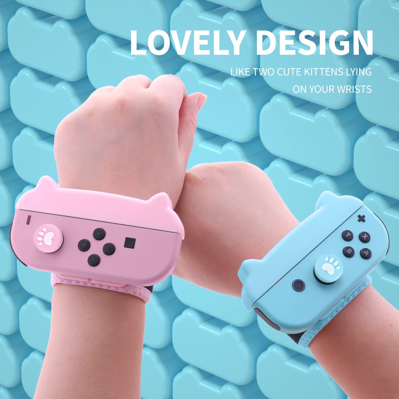 NANANINO Dance Switch Wristband, Wrist Bands for Dance Switch 2023 2022 2021 2020 2019, Adjustable Elastic Straps for Joy-Cons Controller - PinkBlue (2 Packs)