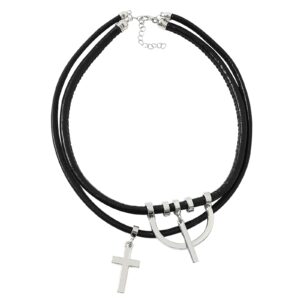 k anime tokyo mitani cosplay necklace - black layered leather chain creative decor comic choker for men boys acessories, jewelry gifts for manga fans