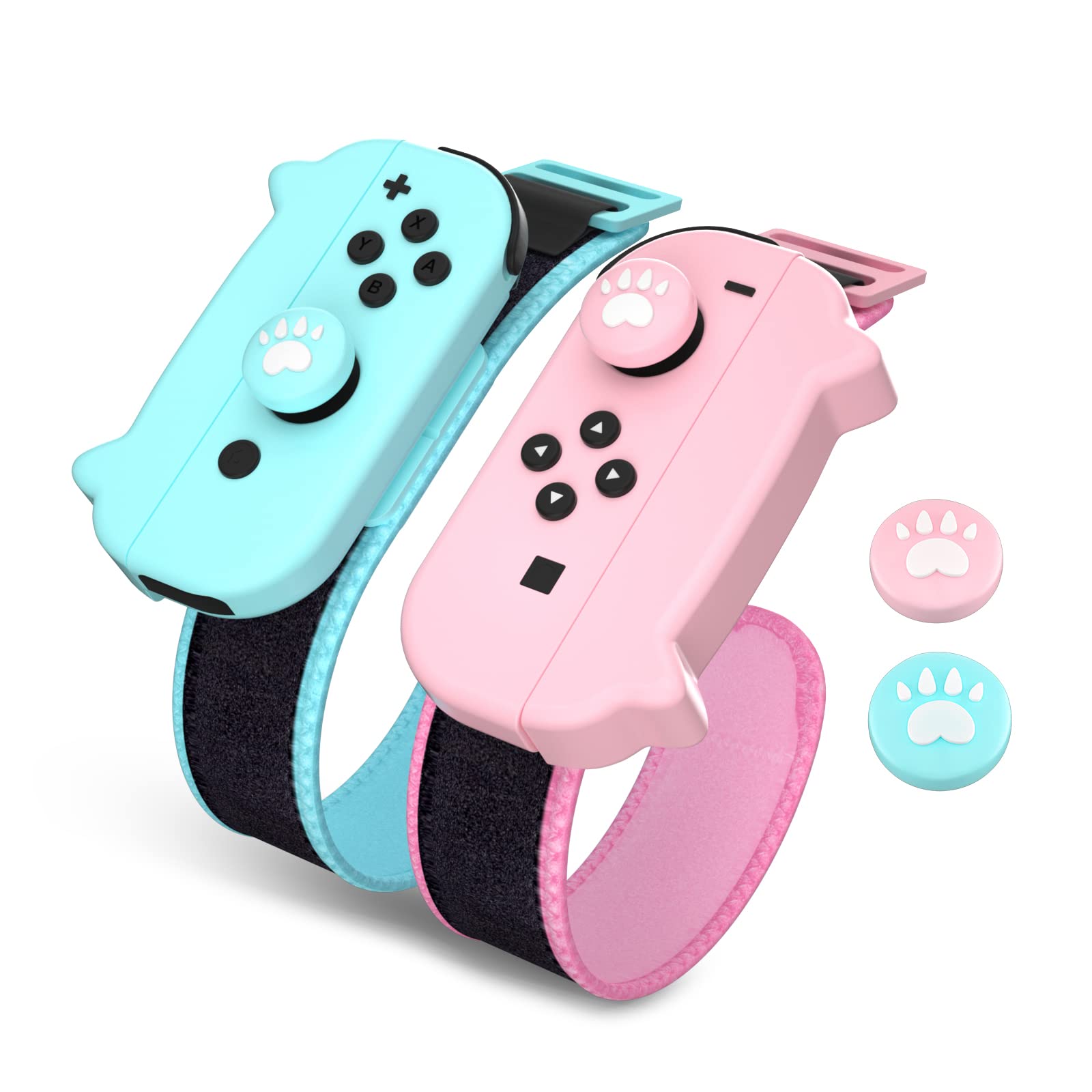 NANANINO Dance Switch Wristband, Wrist Bands for Dance Switch 2023 2022 2021 2020 2019, Adjustable Elastic Straps for Joy-Cons Controller - PinkBlue (2 Packs)