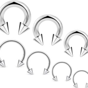 Ocptiy 0G 2G 4G 6G 8G 12G 14G 16G Ear Earrings Gauges Septum Plugs Tunnels Stretching Kit Surgical Stainless Steel Horseshoe Eyebrow Lip Belly Nipple Ring Cartilage Helix Tragus Earrings Piercing Kit