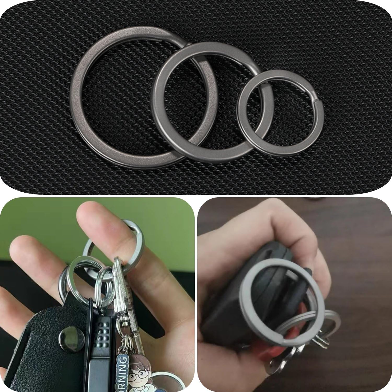 Imentha Titanium Key Rings - 3 Pieces in 3 Sizes for Keychains and Carabiners - Durable, Versatile, and Ideal for Everyday Use