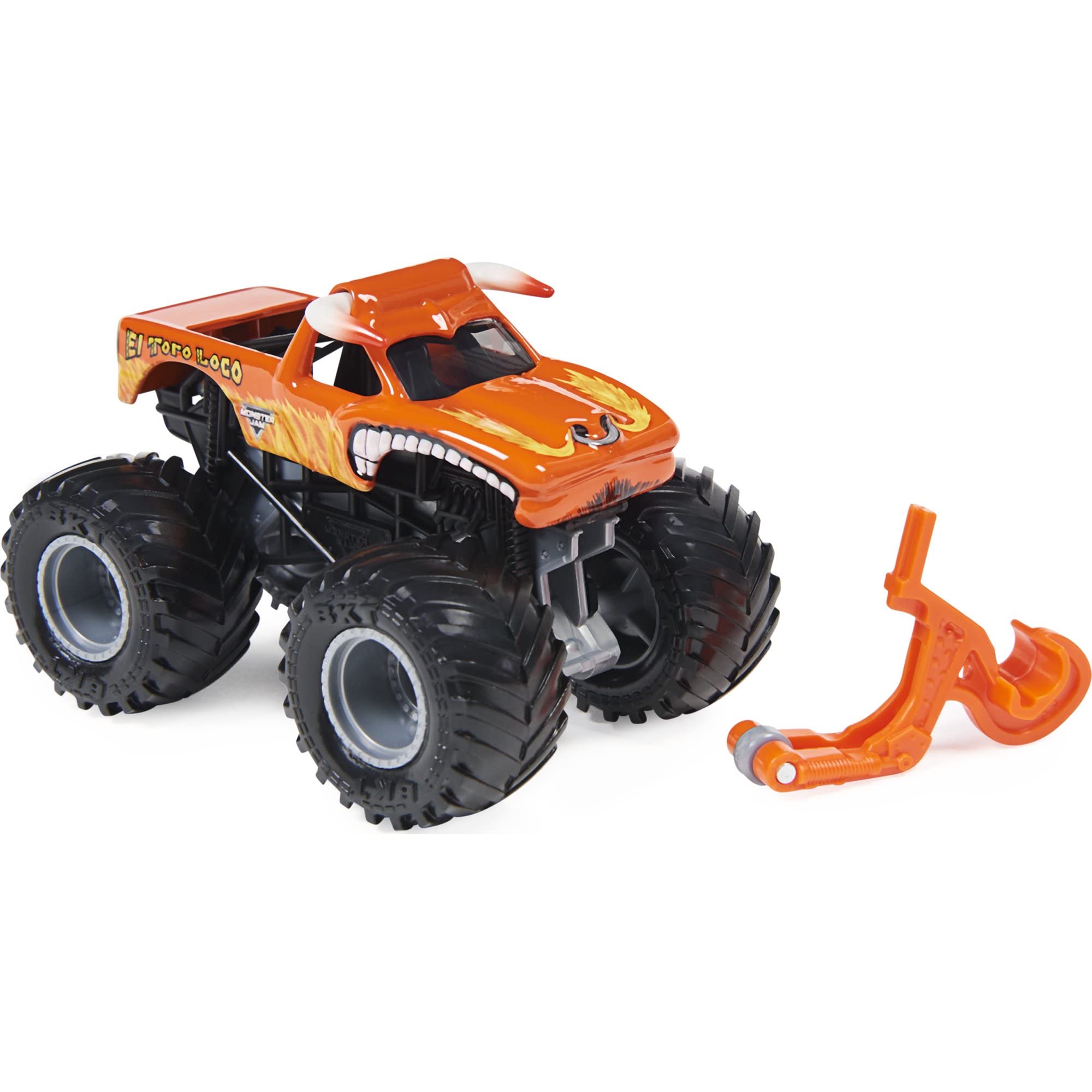 Monster Jam 2021 Spin Master 1:64 Diecast Monster Truck with Wheelie Bar: Retro Rebels El Toro Loco Orange