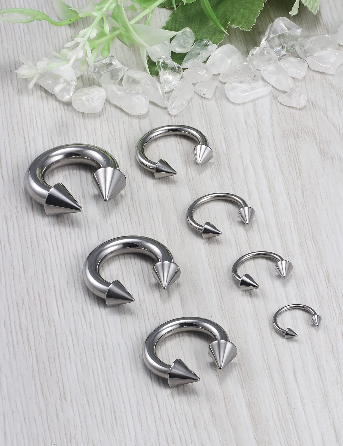 Ocptiy 0G 2G 4G 6G 8G 12G 14G 16G Ear Earrings Gauges Septum Plugs Tunnels Stretching Kit Surgical Stainless Steel Horseshoe Eyebrow Lip Belly Nipple Ring Cartilage Helix Tragus Earrings Piercing Kit