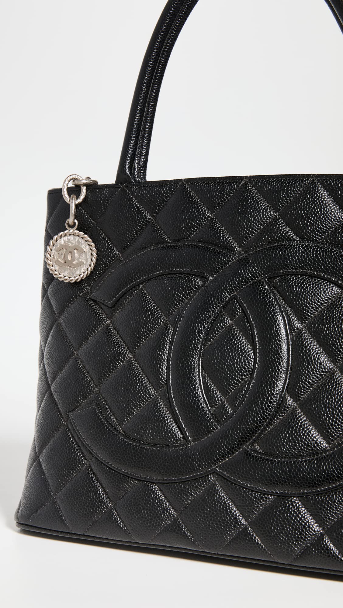 CHANEL Women's Pre-Loved Medallion Tote, Caviar, Black, One Size