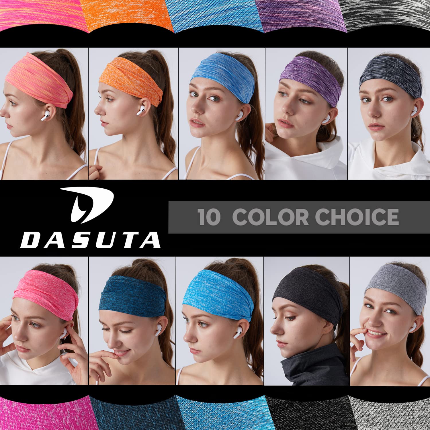 Workout Headbands for Women, Sport Hair Bands for Women's,sweatbands Non Slip Yoga Hairbands for Fitness Travel Athletic Elastic Moisture Wicking