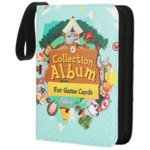 500+ game card holder compatible with animal crossing mini amiibo cards, cartridges organizer binder fit for nintendo switch ps vita games sd memory cards