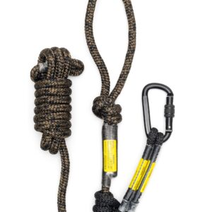 SENFU Hunting Safety Linemans Rope 10ft with Prusik Knot and Single Carabiner for Hunter Climbing Tree Stand Hanging Ladder Stand or Bow Lifeline,Fall Protection When Hunting on Stands