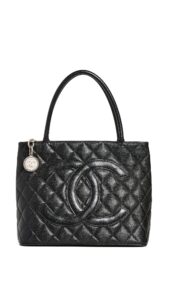 chanel women's pre-loved medallion tote, caviar, black, one size