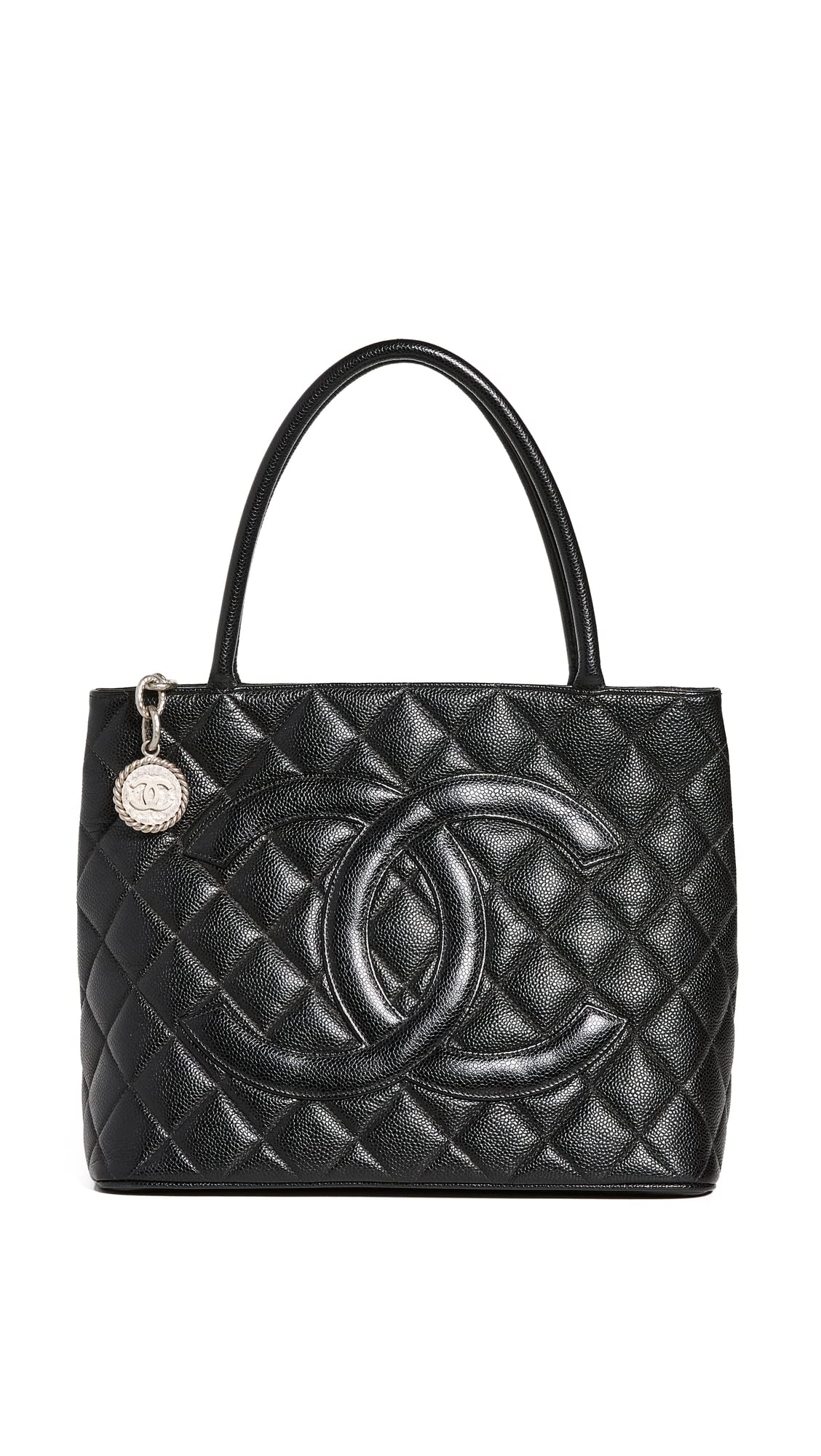 CHANEL Women's Pre-Loved Medallion Tote, Caviar, Black, One Size