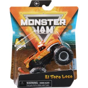 monster jam 2021 spin master 1:64 diecast monster truck with wheelie bar: retro rebels el toro loco orange