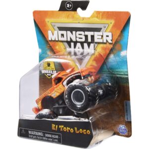 Monster Jam 2021 Spin Master 1:64 Diecast Monster Truck with Wheelie Bar: Retro Rebels El Toro Loco Orange