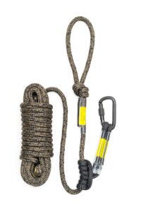 senfu hunting safety linemans rope 30ft with prusik knot and single carabiner for hunter climbing tree stand hanging ladder stand or bow lifeline,fall protection when hunting on stands