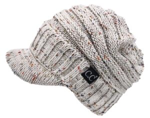 c.c trendy warm oversized chunky soft oversized ribbed slouchy knit hat with visor brim (oatmeal)