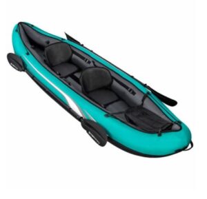 tobin sports wavebreak kayak. inflatable kayak for two adult person. tandem fishing kayak. twin lightweight kayak is also a foldable canoe.