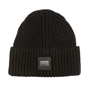 ugg men's chunky rib beanie, black, one size