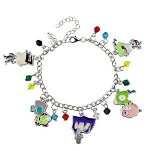 kangshun cosplay jewelry anime cartoon invade zim charm bracelet gifts for girl woman men cartoon charm bracelets（b070）