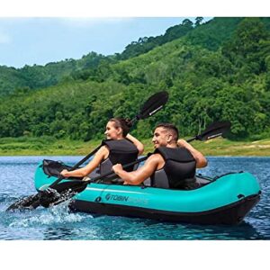 Tobin Sports Wavebreak Kayak. Inflatable Kayak for Two Adult Person. Tandem Fishing Kayak. Twin Lightweight Kayak is Also a Foldable Canoe.