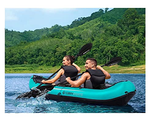 Tobin Sports Wavebreak Kayak. Inflatable Kayak for Two Adult Person. Tandem Fishing Kayak. Twin Lightweight Kayak is Also a Foldable Canoe.