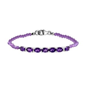 shop lc purple amethyst beads bracelets for women 925 sterling silver birthstone jewelry size 7.25" birthday gifts for women