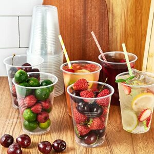 Turbo Bee 280 Pack 16oz Clear Disposable Plastic Cups,Cold/Hot Drinking Cups,Transparent Plastic Party Container for Water, Iced Cold Coffee, Juice, Soda