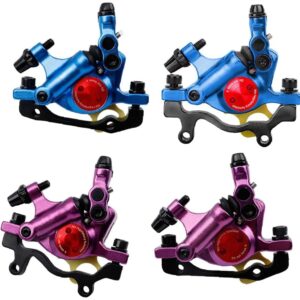 1 Pair Front & Rear HB-100 MTB Bike Hydraulic Disc Brake Calipers Aluminum Alloy Mountain Bike Road Bicycle Line Pulling Brake Clamp (Color : Blue, Size : Front+Rear)