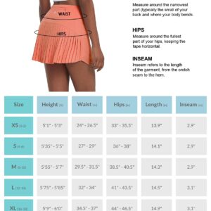 BALEAF Women's Pleated Tennis Skirts High Waisted Lightweight Athletic Golf Skorts Skirts with Shorts Pockets Scorched Red Coral Small