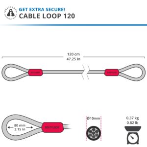 SeatyLock Bike Cable Lock - Anti Theft Triple Braided Steel Cable with Loops for Bike Security - Universal Fit Flexible Large Locking Cables for U Lock D Lock Chain Lock or Folding Lock - 47.2"