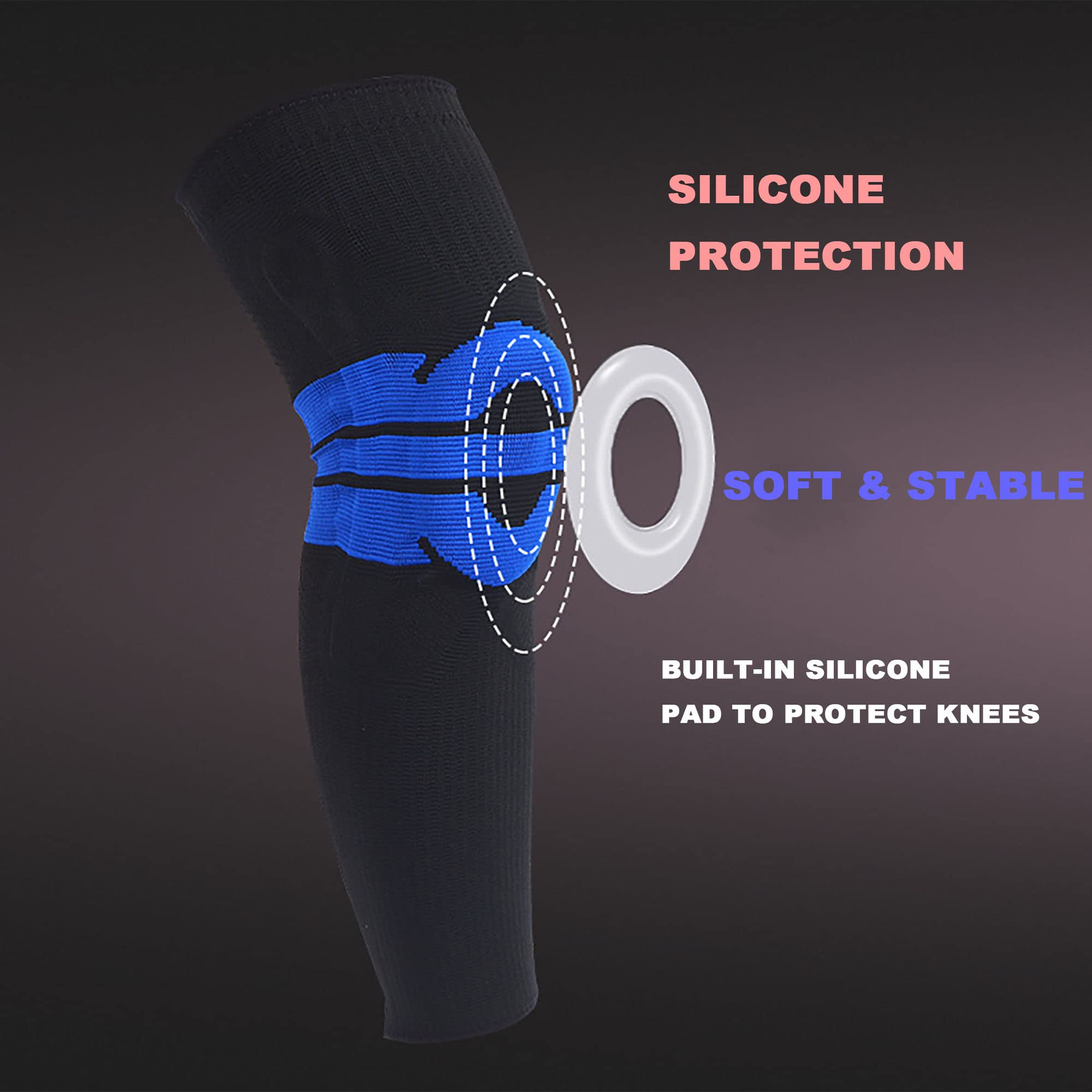 SVDpirit Professional Knee Brace Compression Sleeves(1pc) Full Leg Sleeves For Men Women Patella Gel Pads & Side Stabilizers 1007