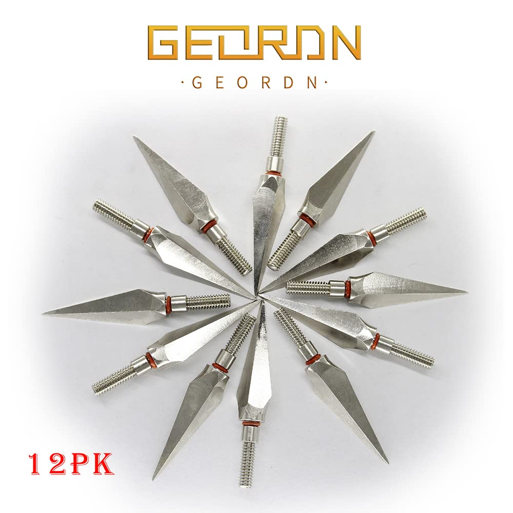 Traditional Bow Hunting Broadheads 150 Grains 100 Grains 12Pk One-Piece Broad Head,Archery Target Tip, Arrow Heads,Archery Field Points (100 Grains-Silver 12pk)