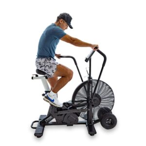 fringe sport raptor air bike classic, adjustable seat fan bike for indoor and outdoor-exercise bike with arm workout for cardio fitness, lcd and phone holder