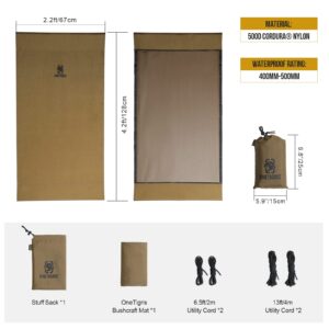 OneTigris Bushcraft Mat, Heavy Duty Tripod Chair Cloth, 500D Cordura Nylon Tent Door Mat, 50" x 26"